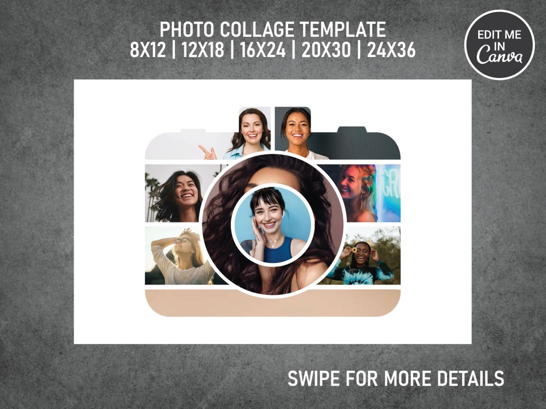 Camera Photography Photo Collage Template Canva PDF | Memorial Collage ...