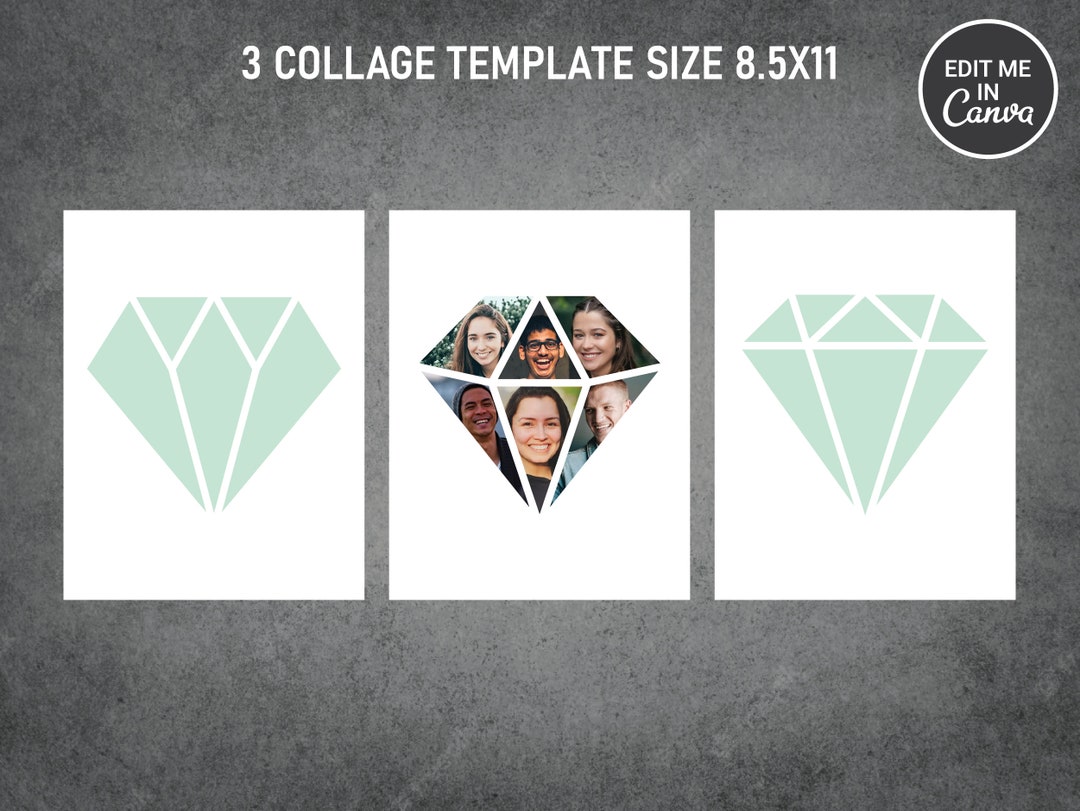 Diamond Photo Collage PDF Template 8.5x11 Inch | Canva - Etsy
