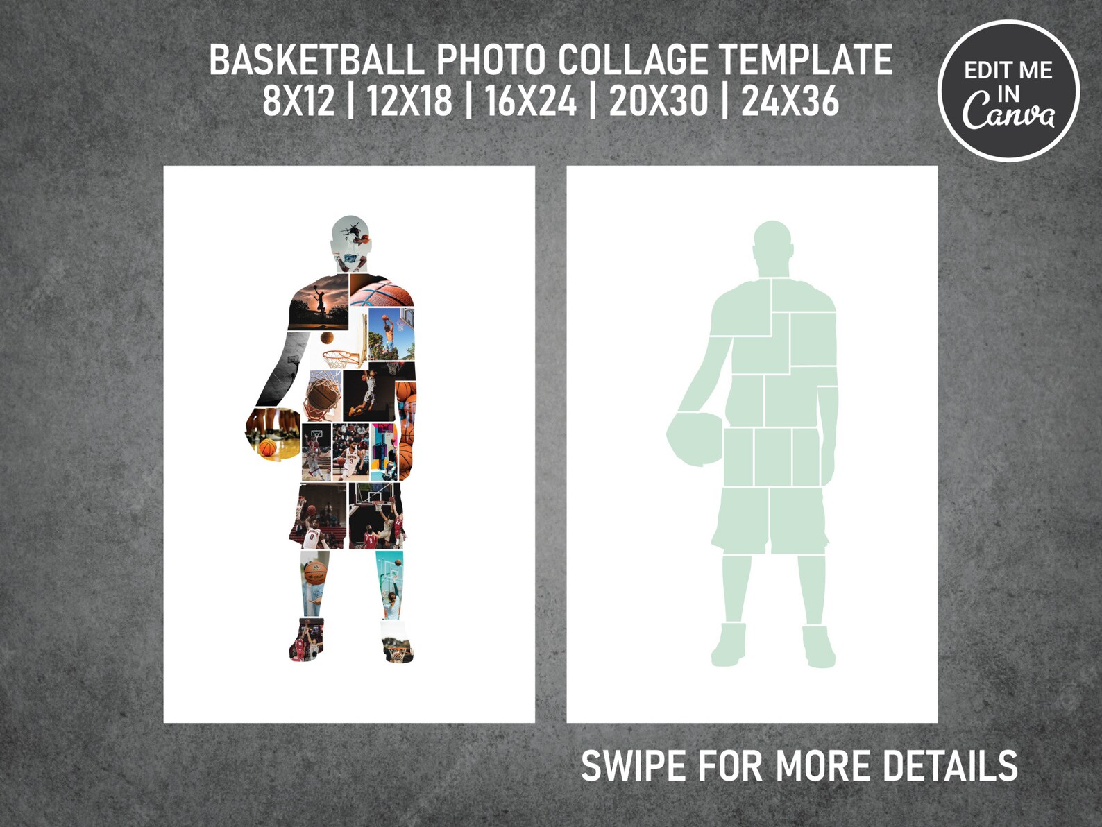 Basketball Sport Photo Collage Template Canva Memorial - Etsy