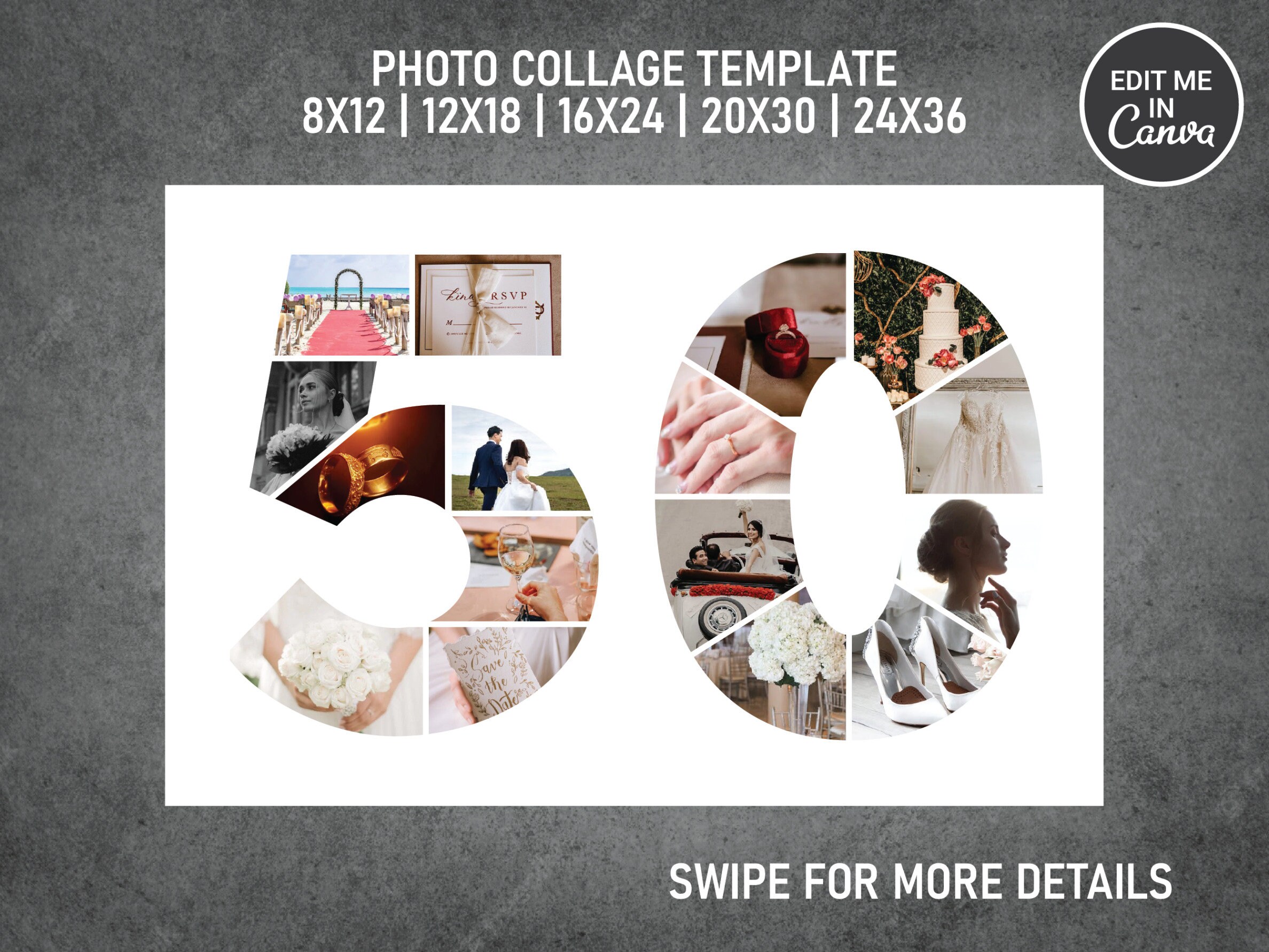 50th Birthday Number Photo Collage PDF / Pic Collage / Image Collage ...