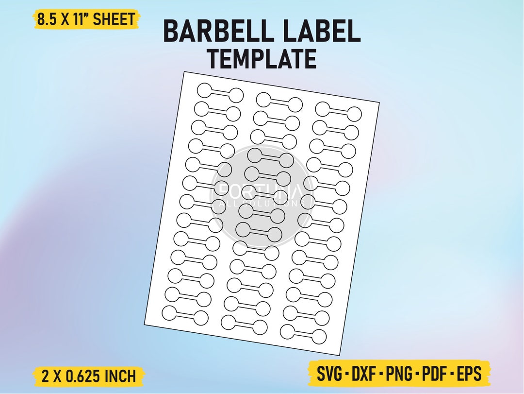 2 X 0.625 Inch Barbell Label Template SVG Cut File Vector Cricut Png ...