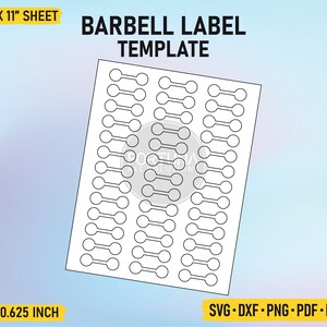 2 X 0.625 Inch Barbell Label Template SVG Cut File Vector Cricut Png ...