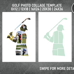 Golf Golfer Photo Collage Template Canva PDF | Memorial Collage 8x12 ...