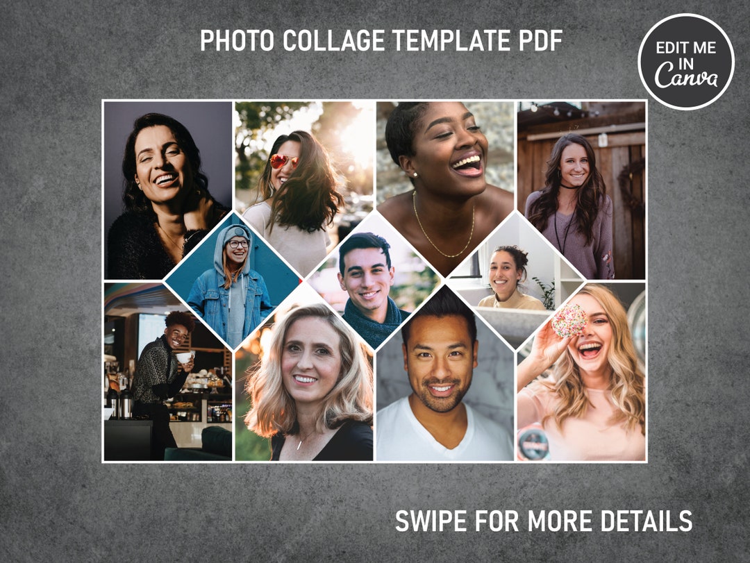 Diamond Photo Collage Template Canva | Memorial Collage 8x12, 12x18 ...