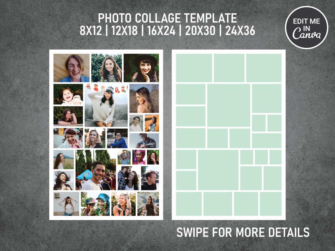 Photo Collage Template for 25 Photos | Memorial Collage | Funeral ...