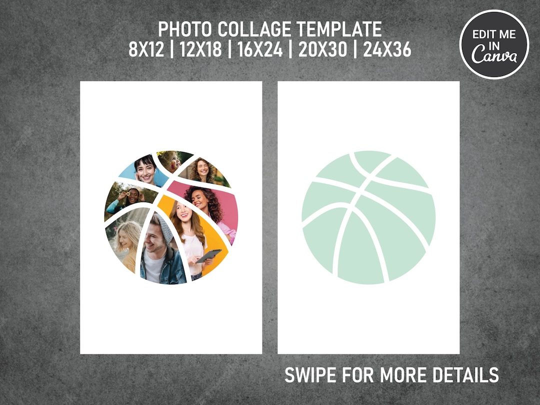Basketball Sport Photo Collage Template Canva | Memorial Collage 8x12 ...