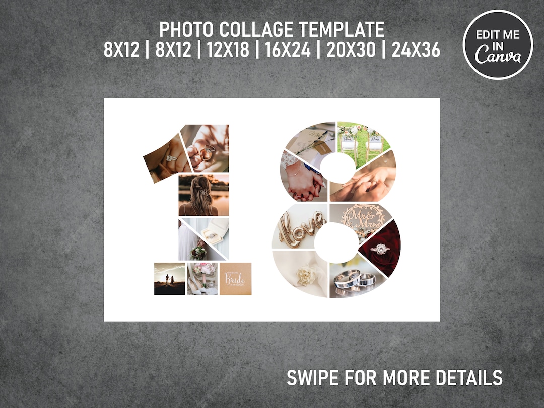 18th Birthday Number Photo Collage PDF / Pic Collage / Image Collage ...