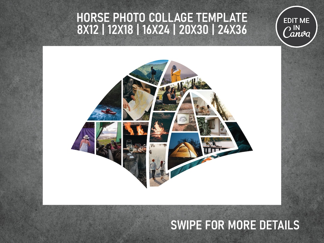 Camp Camping Tent Adventure Photo Collage Template Canva PDF | Memorial ...