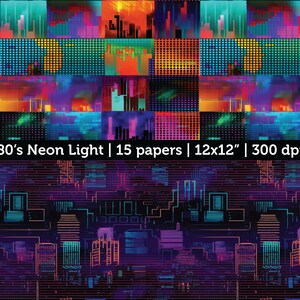 80's Retro Neon Digital Paper Scrapbooking High Quality JPG 300 Dpi ...