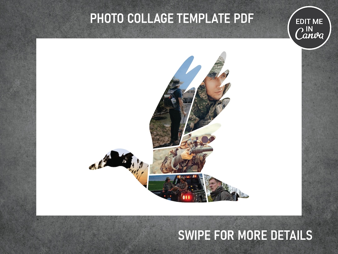 Swan Hunting Photo Collage Template Canva PDF | Memorial Collage 8x12 ...