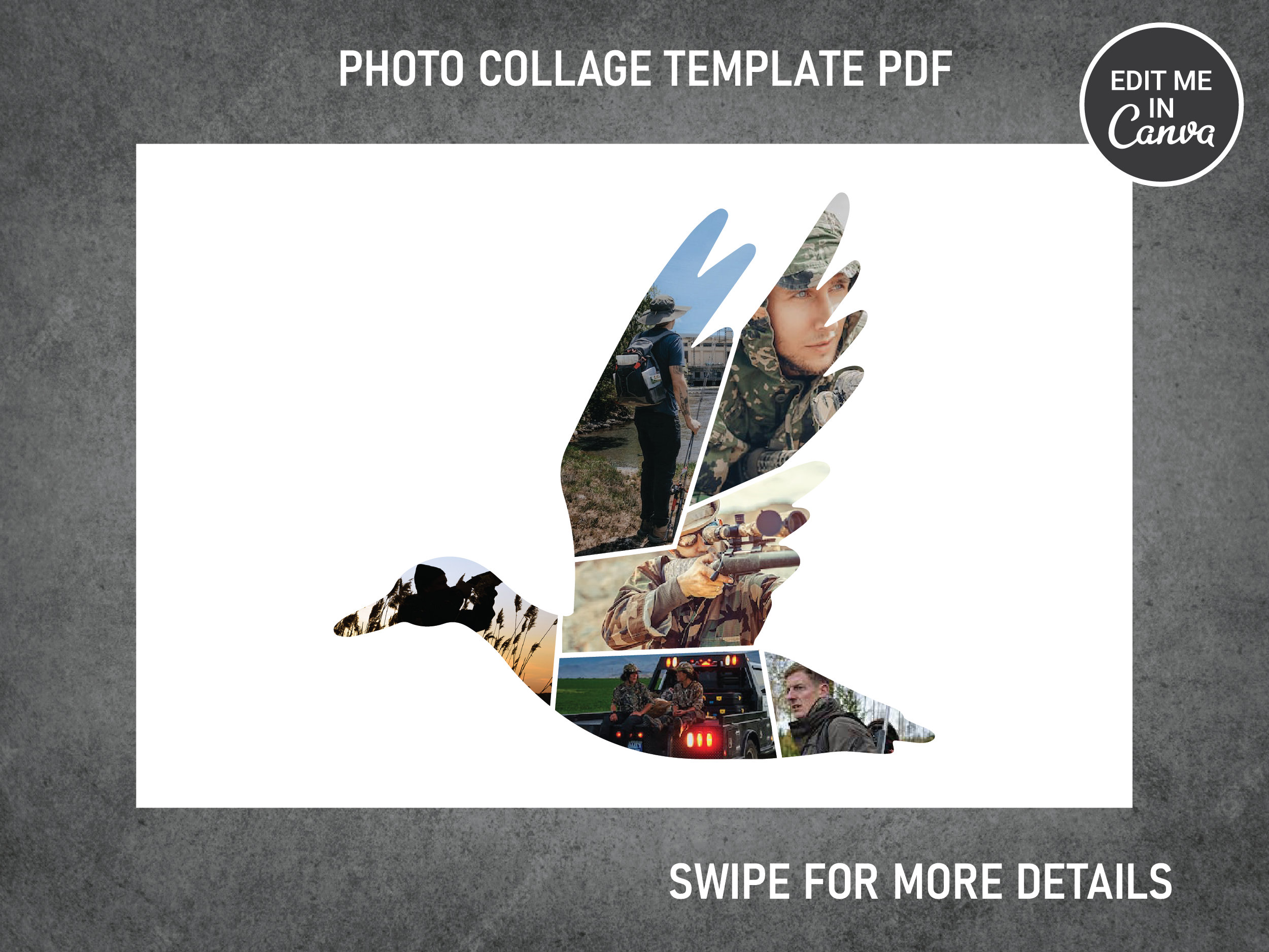 Swan Hunting Photo Collage Template Canva PDF Memorial - Etsy