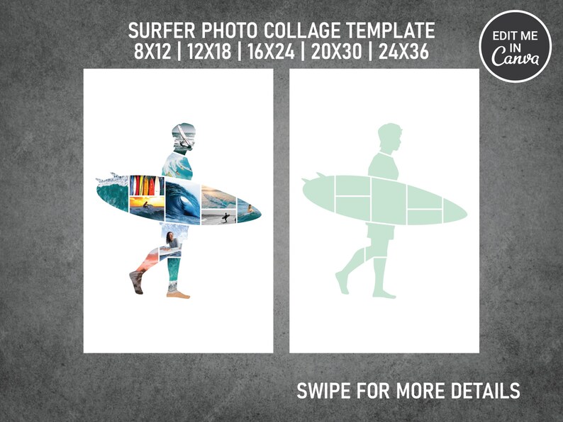 Surfing Surfer Sport Photo Collage Template Canva PDF | Memorial ...