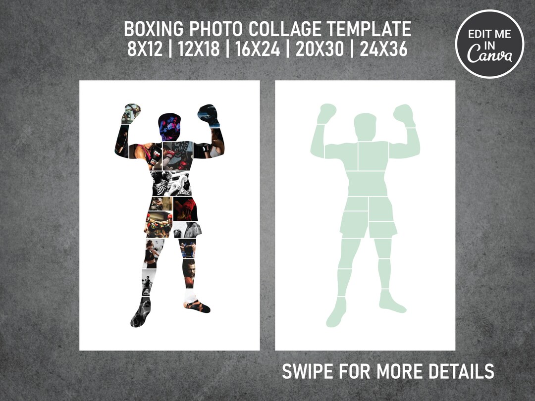 Boxing Sport Photo Collage Template Canva PDF | Memorial Collage 8x12 ...