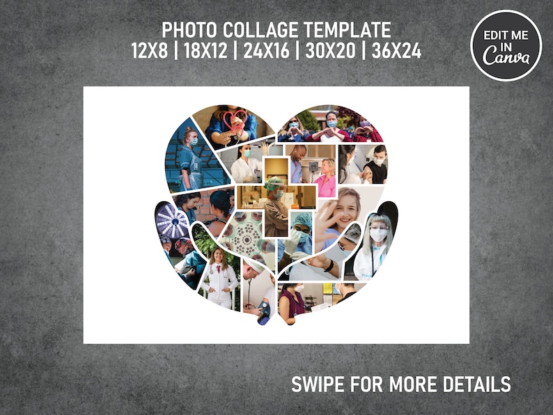 Nurse Healthcare Photo Collage Template Canva PDF 8x12 - Etsy