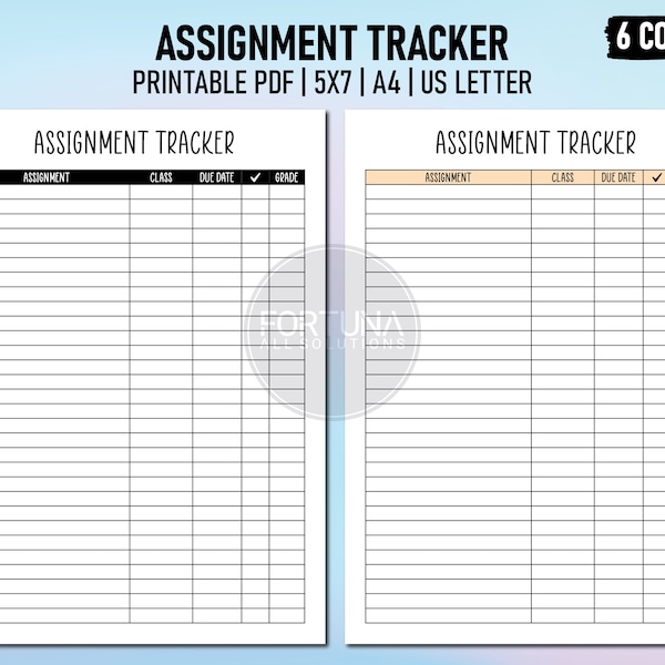 Assignment Tracker Excel - Etsy