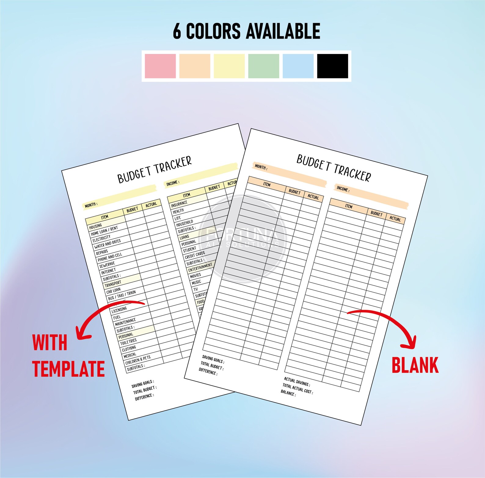 Budget Tracker Printable PDF Digital Planner Income Expense - Etsy