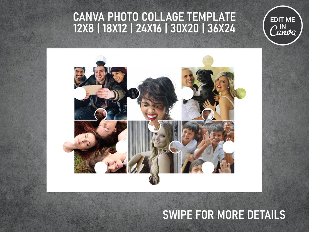 Rectangular Jigsaw Puzzle Photo Collage Template Canva PDF | Memorial ...