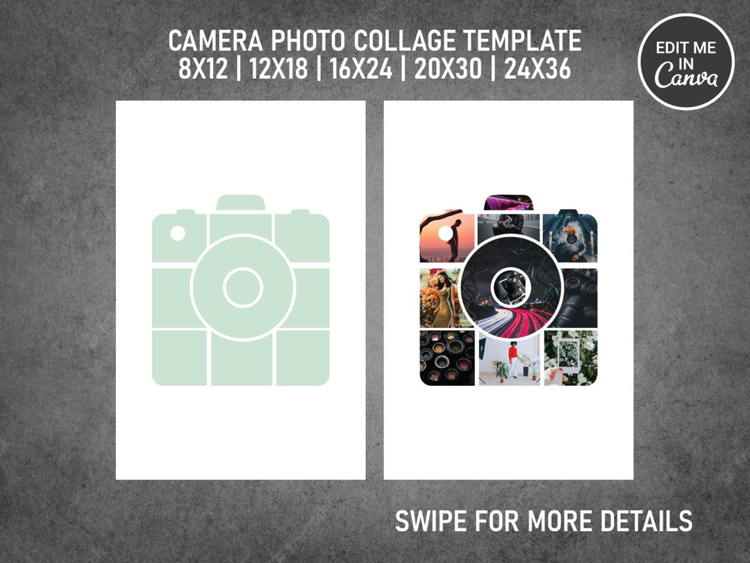 Camera Photography Photo Collage Template Canva PDF | Memorial Collage ...