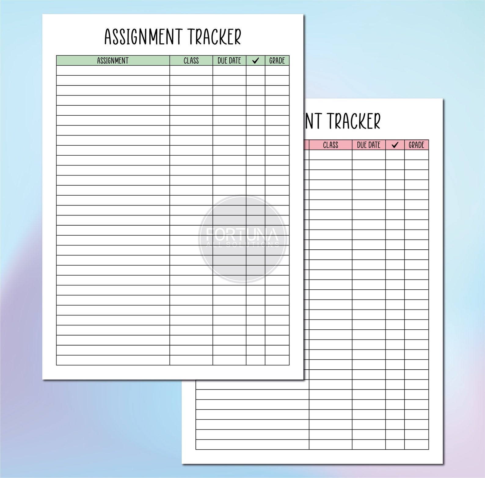 Assignment Tracker Printable Homework Planner Log Template | Etsy