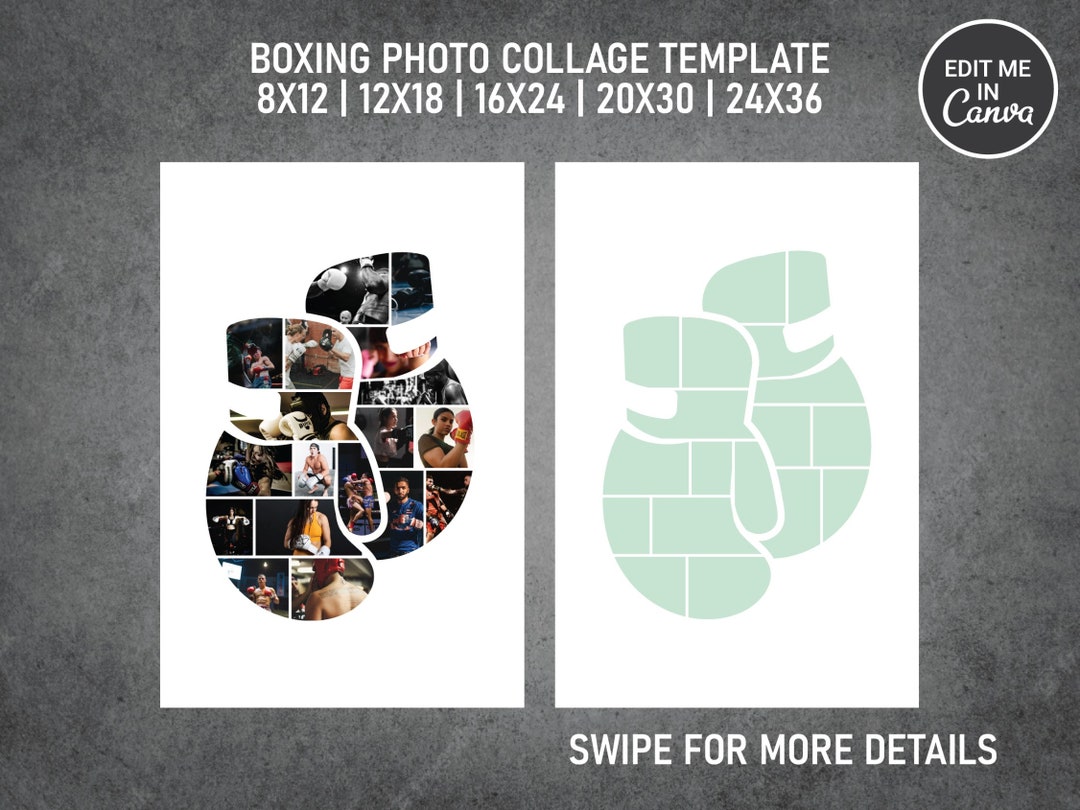 Boxing Gloves Sport Photo Collage Template Canva PDF | Memorial Collage ...