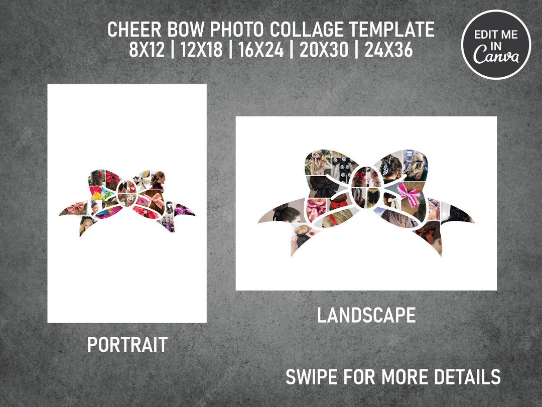 Cheer Bow | Hair Bow Photo Collage Template Canva | Memorial Collage ...
