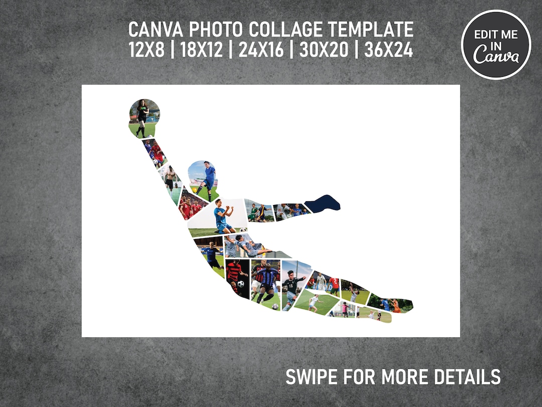 Football Player Sport Photo Collage Template Canva PDF | Memorial ...
