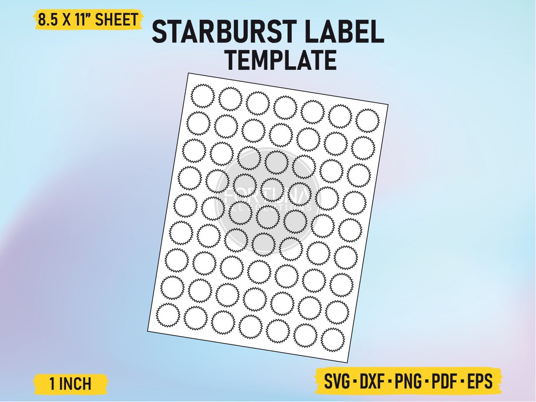 1 Inch Circle Starburst Labels Template SVG Cut File Vector Cricut Png ...