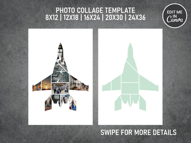 Airplane Pilot Photo Collage Template Canva PDF | Memorial Collage 8x12 ...
