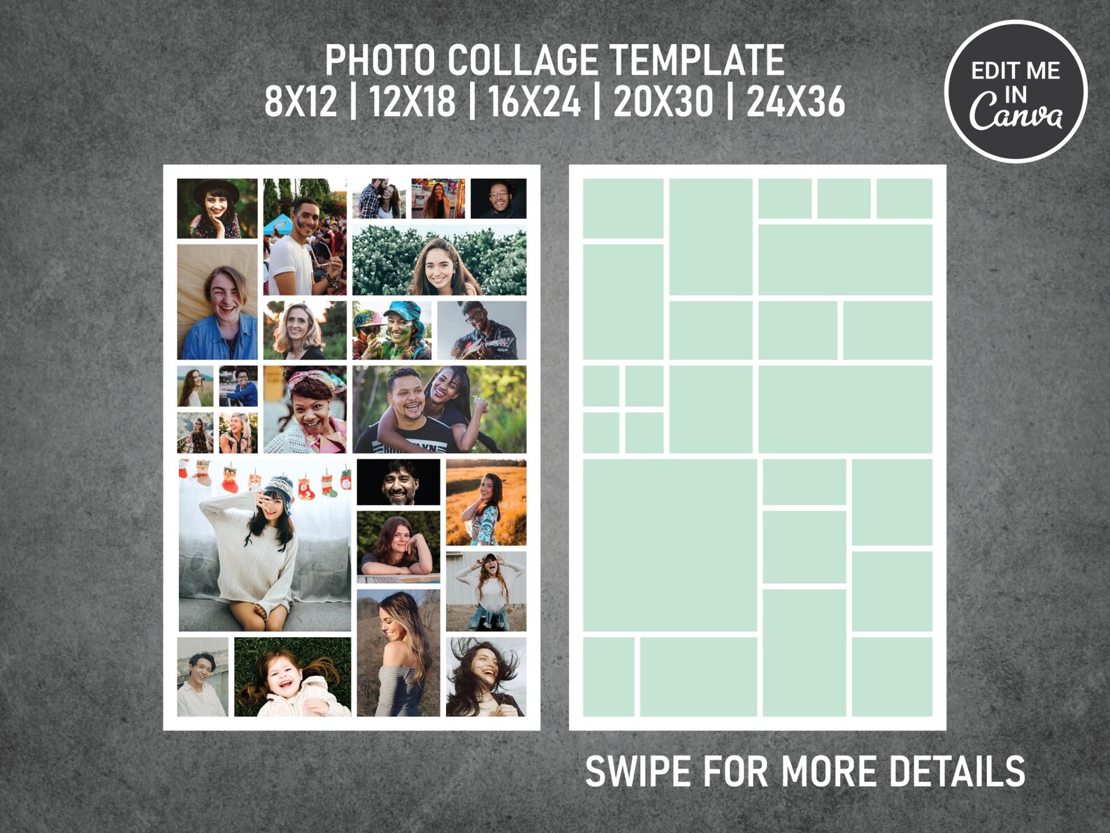 Photo Collage Template for 25 Photos Memorial Collage - Etsy