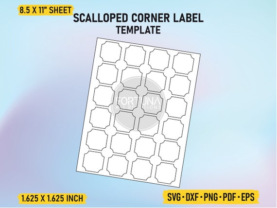 1.625 Inch Scalloped Corner Rectangle Label Template SVG Cut - Etsy