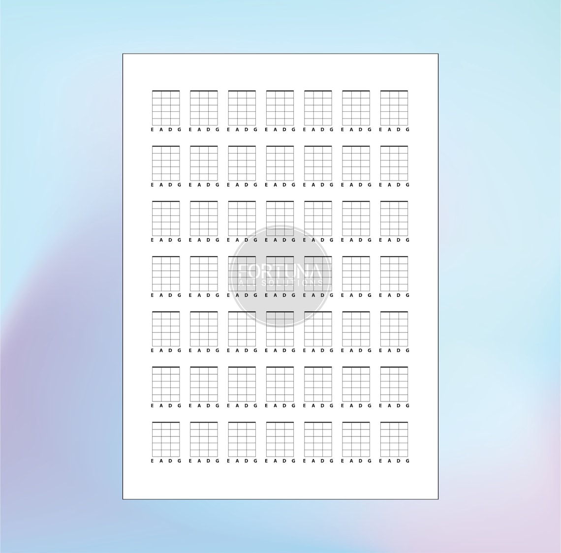 Blank Printable Diagram Bass Guitar Chord Charts 4 String PDF PNG | A4 ...