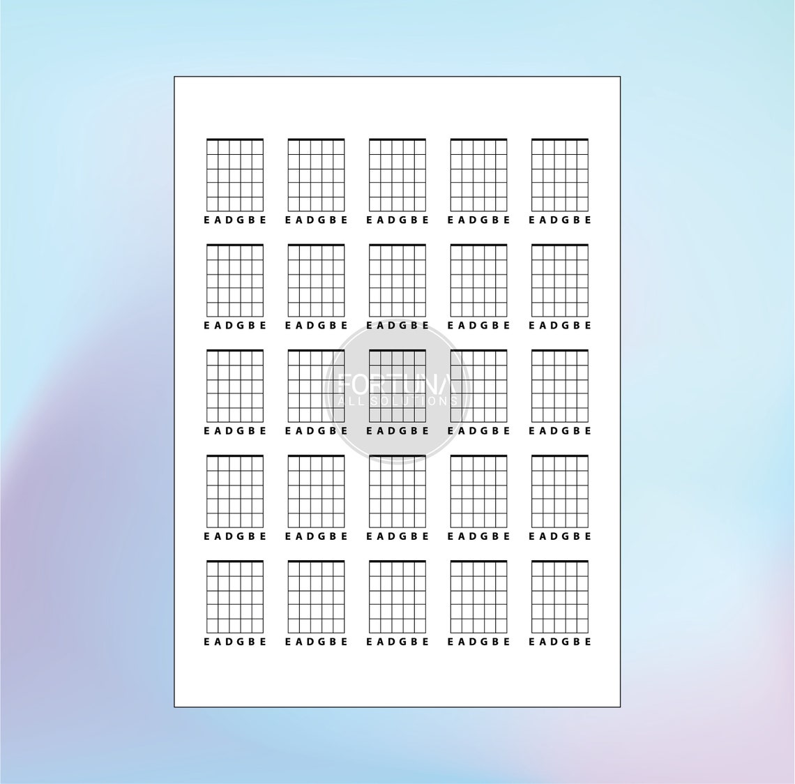 Blank Printable Guitar Chord Charts Diagram Sheet 6 String PDF | Etsy UK