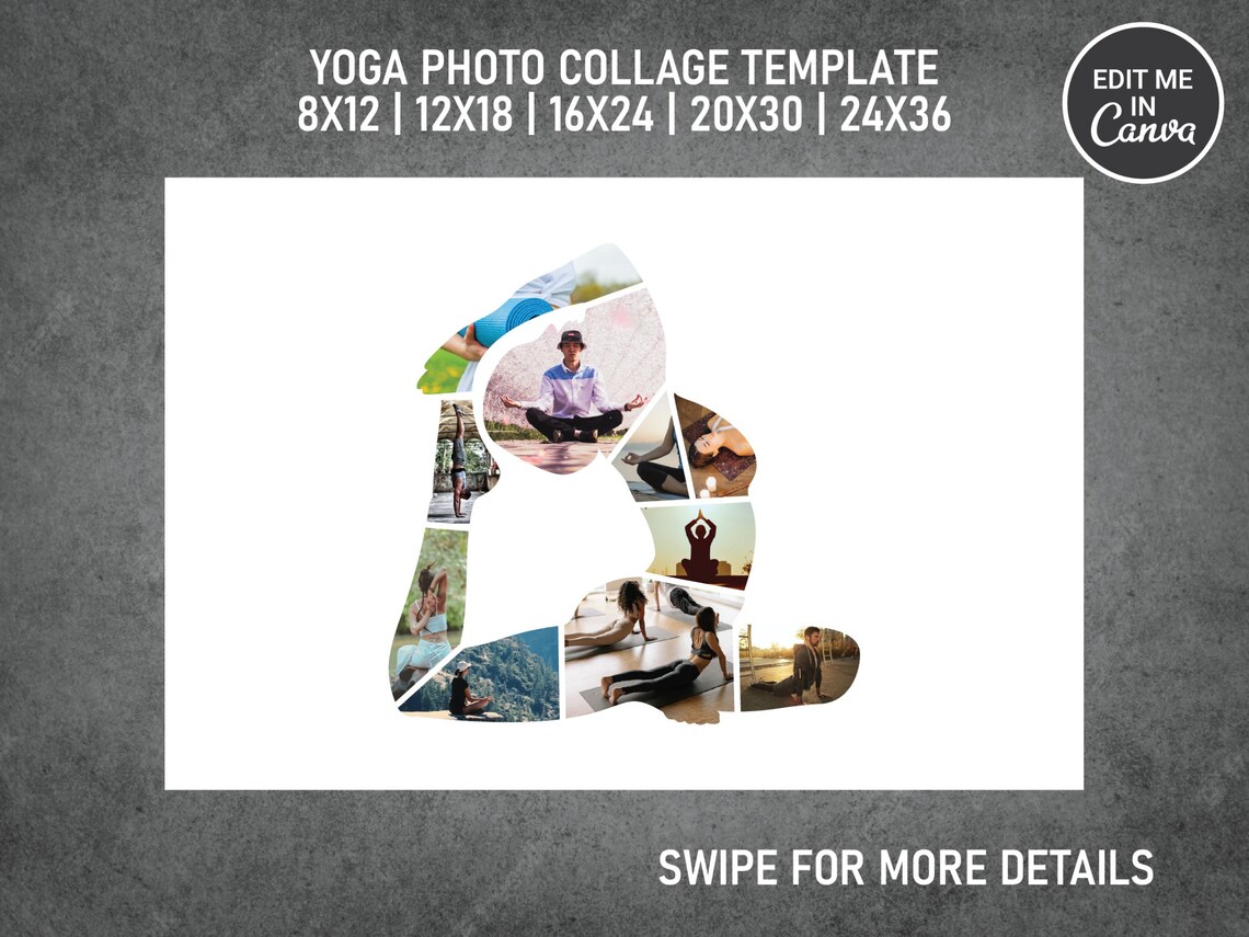 Yoga Stretching Exercise Photo Collage Template Canva PDF - Etsy
