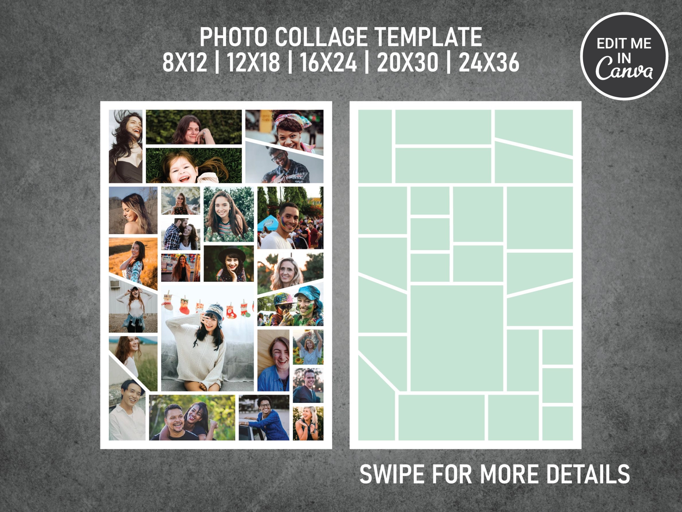 Photo Collage Template for 25 Photos Memorial Collage - Etsy