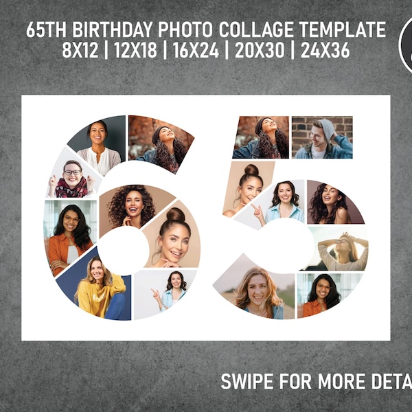 65 Number Photo Collage Template - Etsy