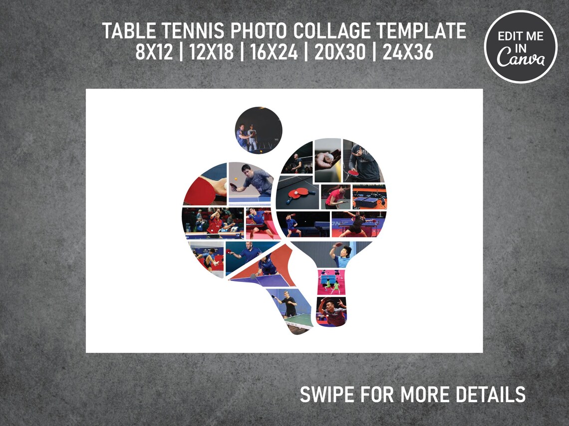 Table Tennis Ping Pong Photo Collage Template Canva PDF - Etsy