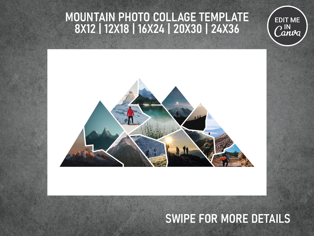 Mountain Photo Collage Template Canva PDF | Memorial Collage 8x12 ...