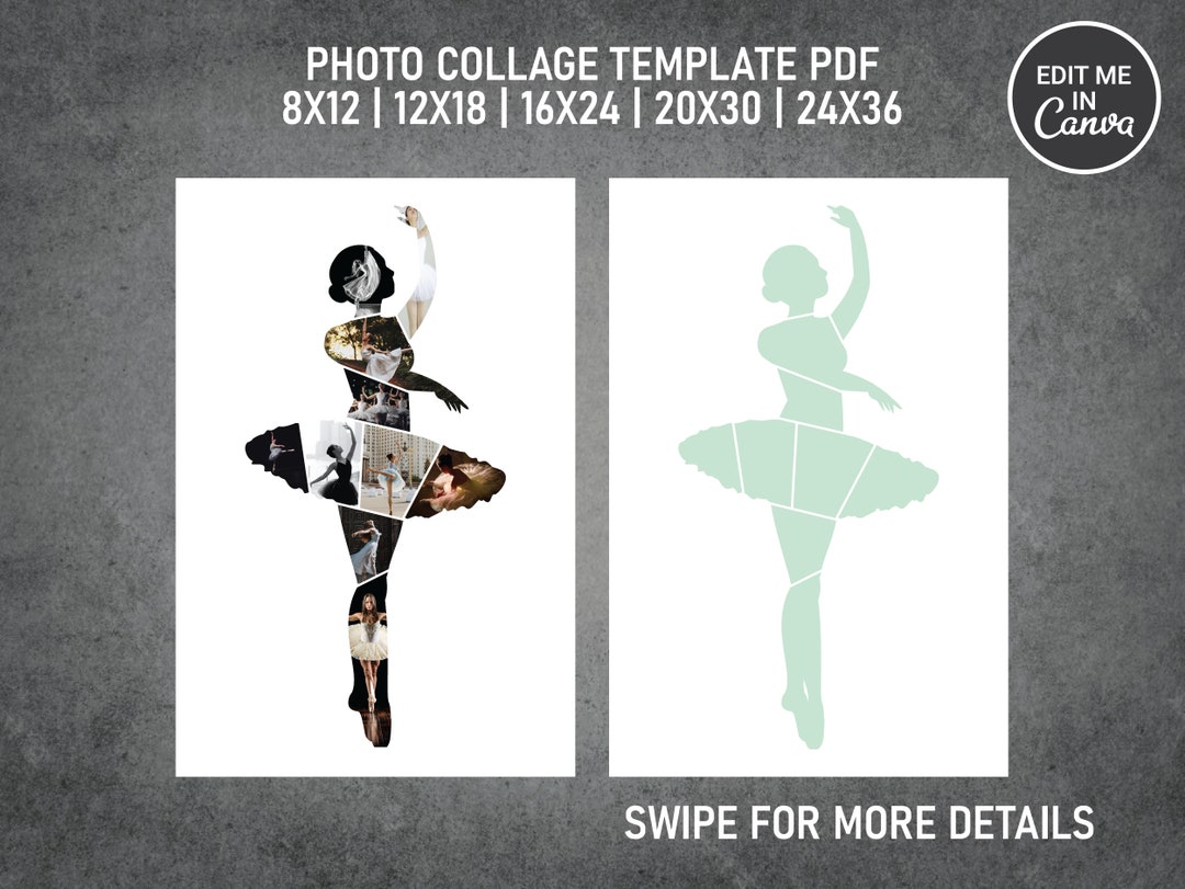 Ballerina Ballet Photo Collage Template Canva PDF Memorial Collage 8x12 ...