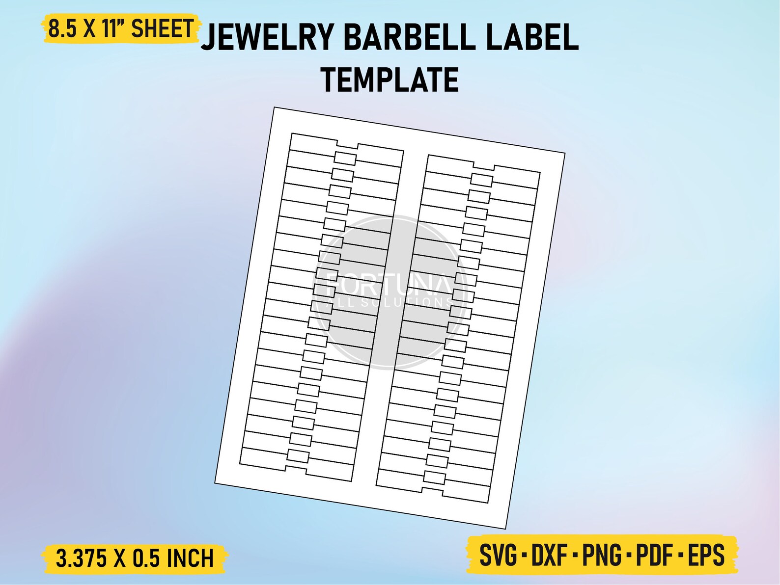 Jewelry Barbell Barcode Label Template 3.375 X 0.5 Inch SVG Cut File ...