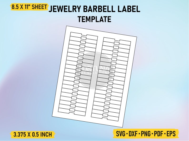 Jewelry Barbell Barcode Label Template 3.375 X 0.5 Inch SVG - Etsy
