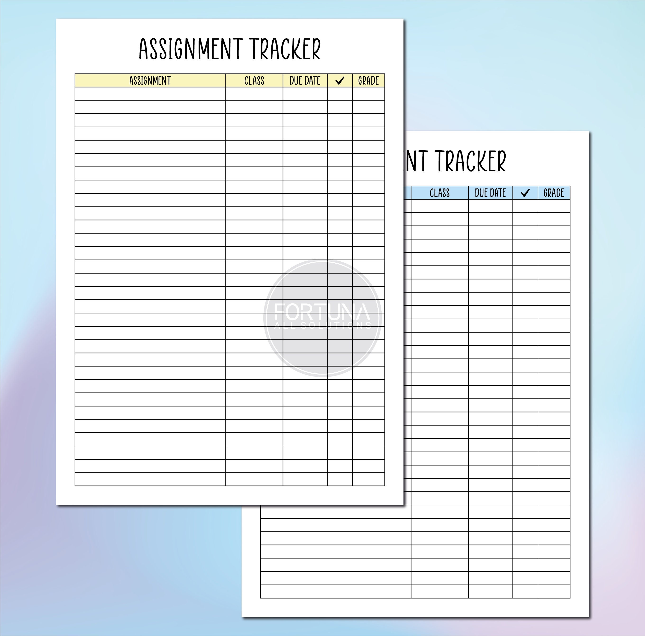 Assignment Tracker Printable Homework Planner Log Template School ...
