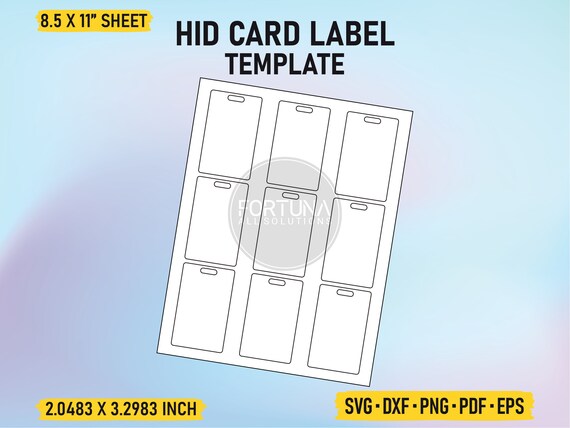 2.0483 X 3.2983 Inch HID Card Labels Template SVG Cut File | Etsy