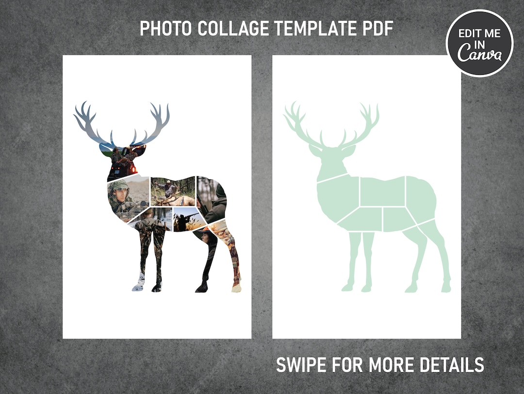 Deer Hunting Photo Collage Template Canva PDF | Memorial Collage 8x12 ...