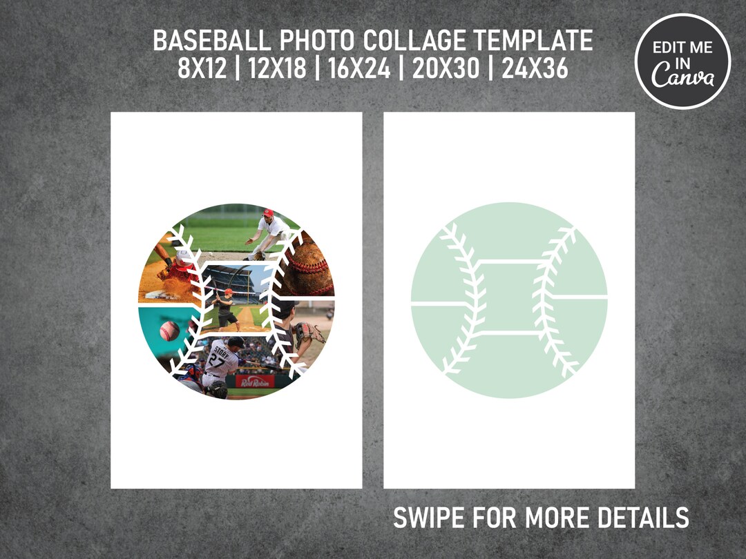 Baseball Ball Sport Photo Collage Template Canva PDF | Memorial Collage ...