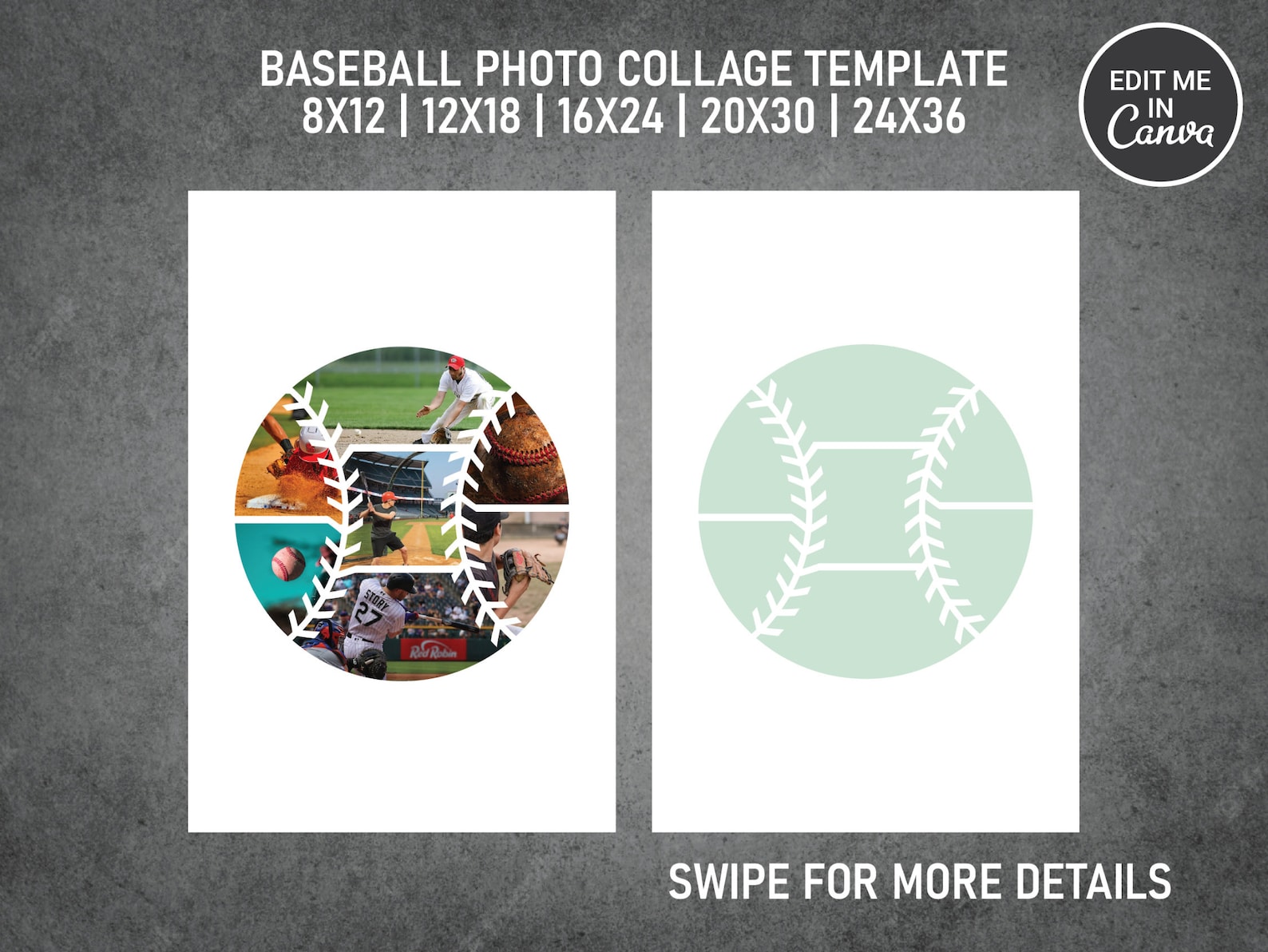 Baseball Ball Sport Photo Collage Template Canva Memorial - Etsy