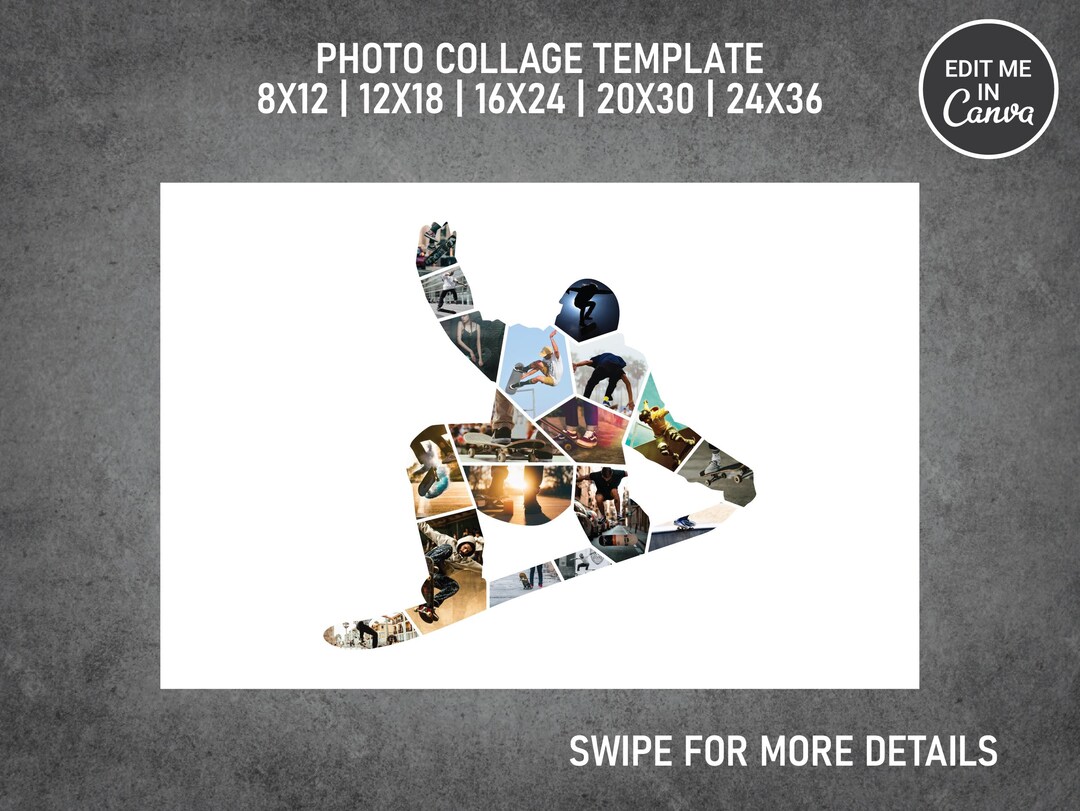Skateboarding Canva Template Photo Collage PDF | Memorial Collage 8x12 ...