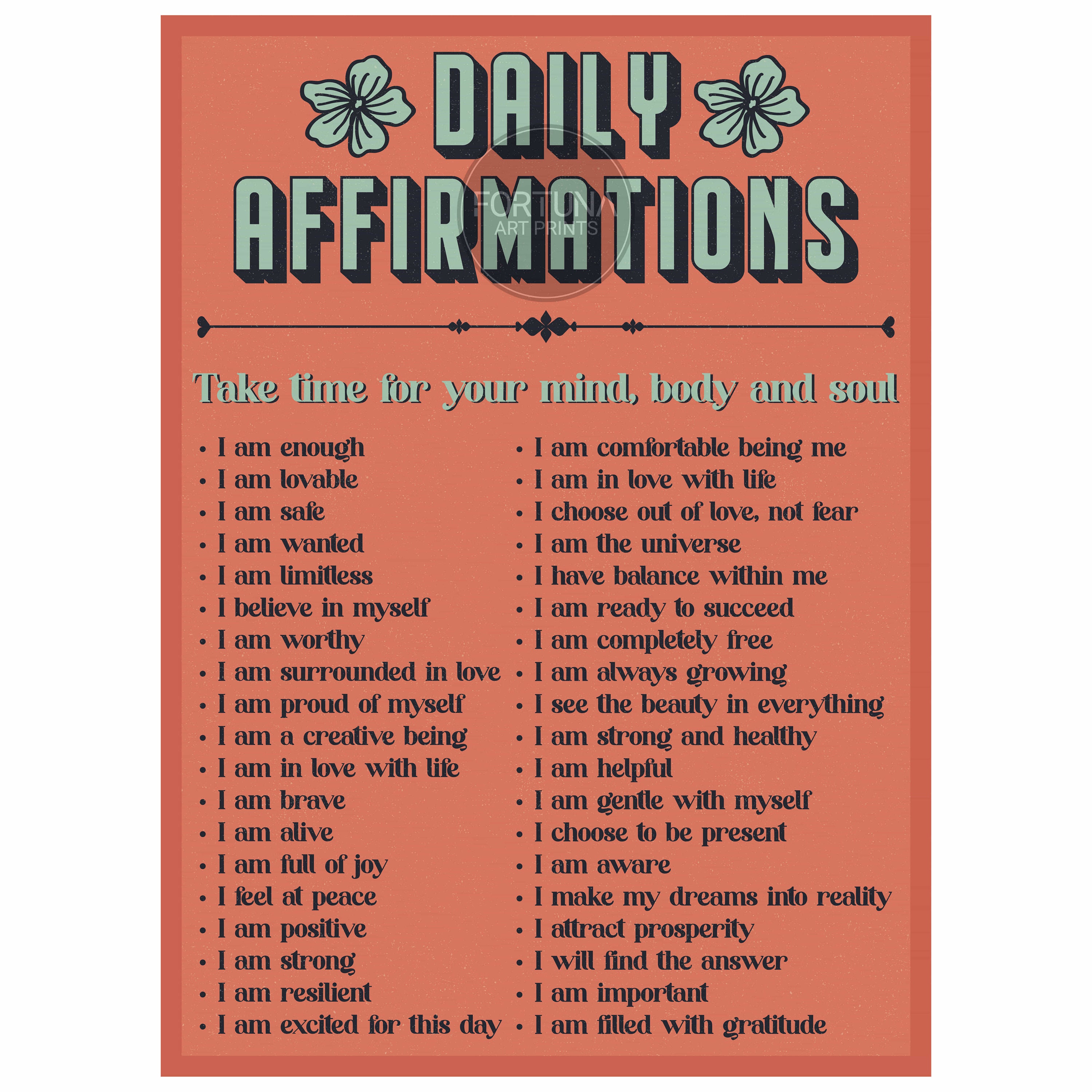 Retro Classic Vintage Printable Art Wall Decor Positive Affirmations ...