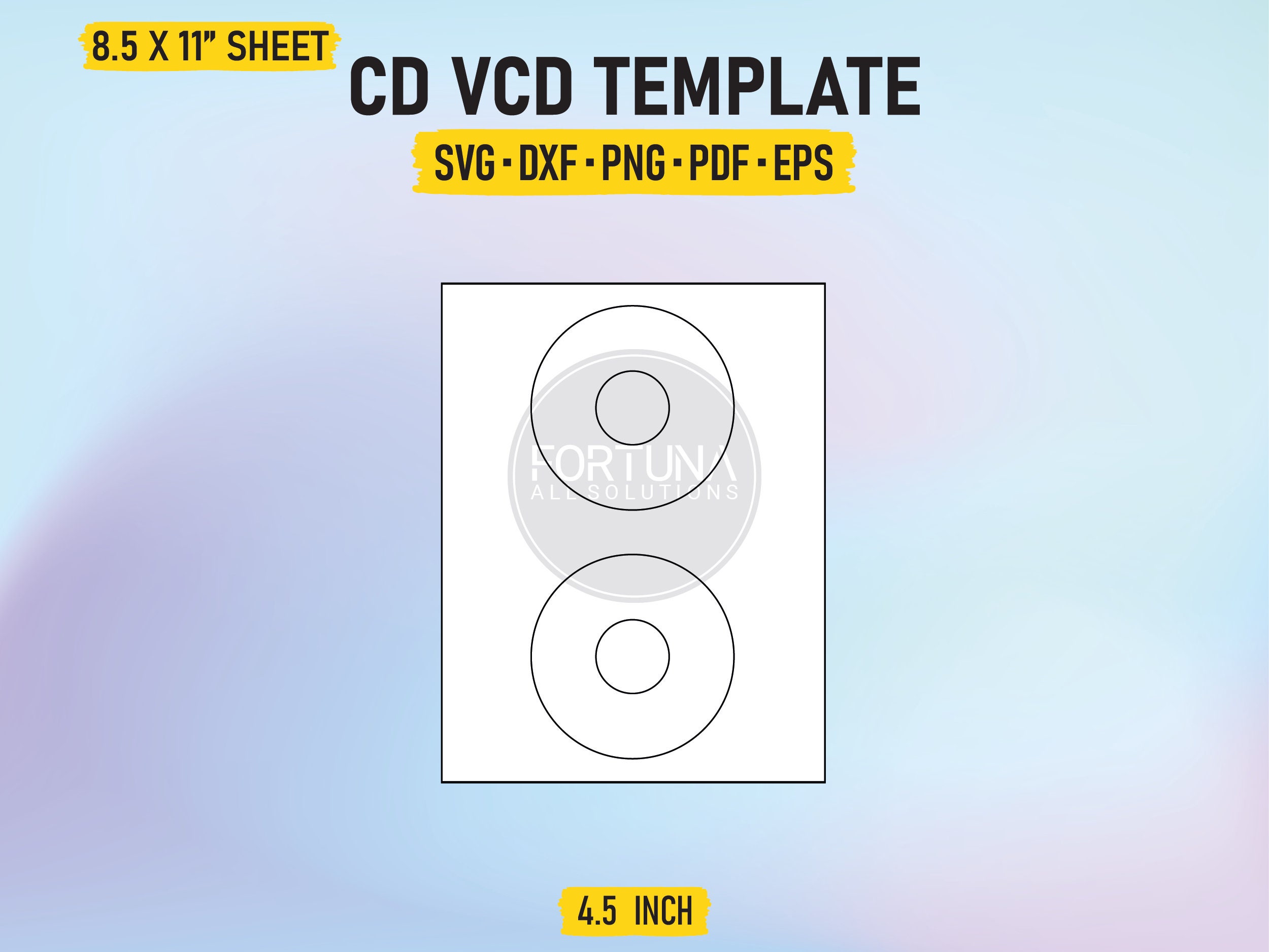 4.5 Inch CD DVD VCD Disc Blu-ray Label Template Svg Cut File - Etsy UK