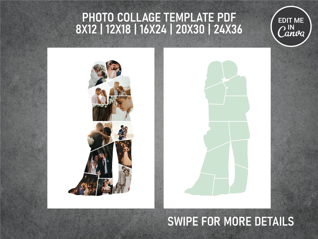 Wedding Marriage Couple Photo Collage Template Canva PDF | Memorial ...