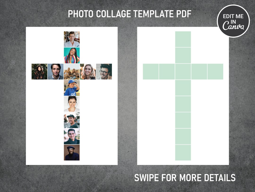 Christian Cross Photo Collage Template Canva PDF | Memorial Collage ...